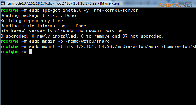Linux简单共享目录三种方法：NFS挂载/GlusterFS存储/samba共享 - AndyX.Net - 安迪克斯